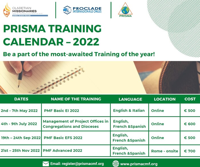 PRISMA Training Calendar - 2022 :: USG - Unione Superiori Generali